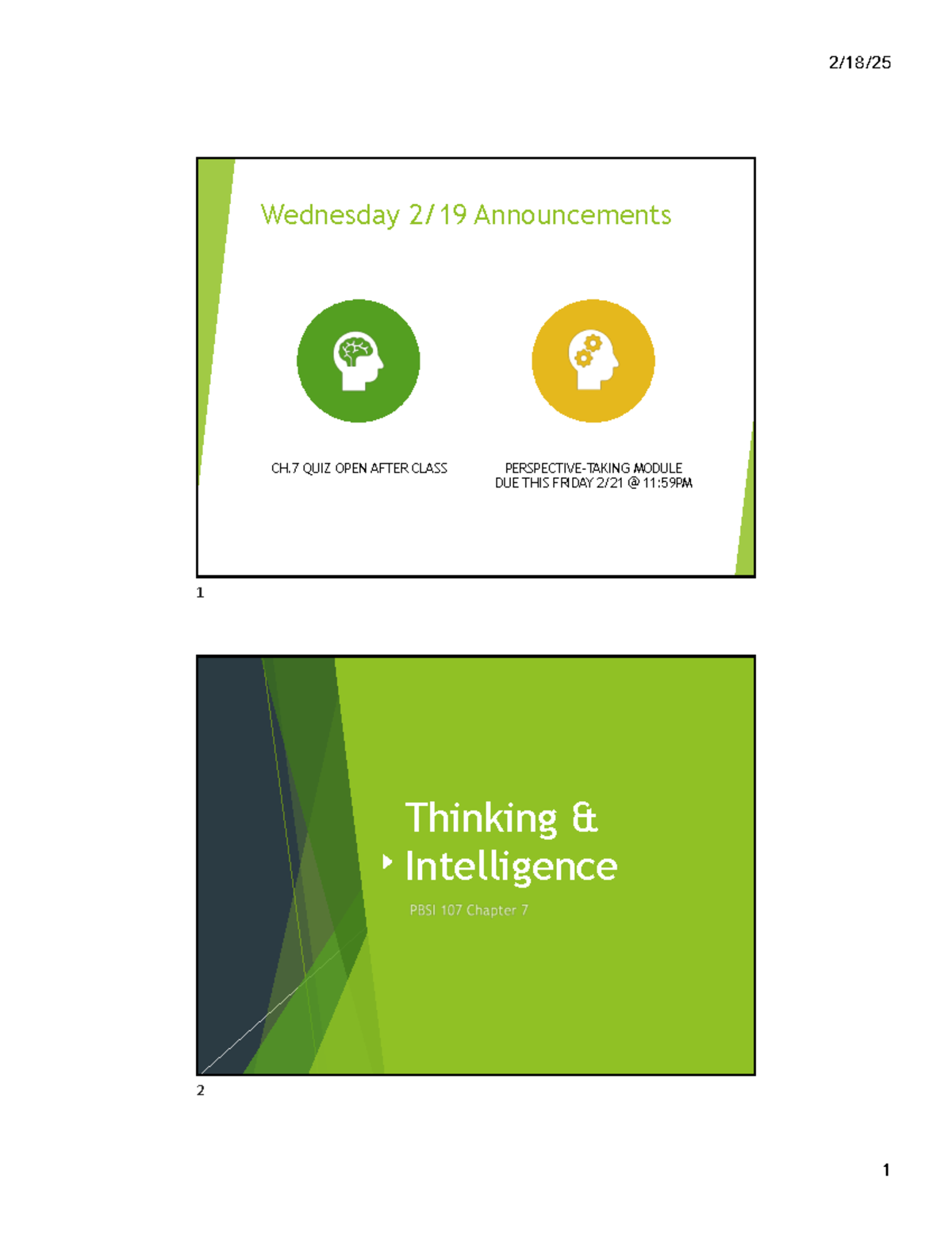 Thinking & Intelligence: Key Concepts from Chapter 7 Notes - Wednesday ...