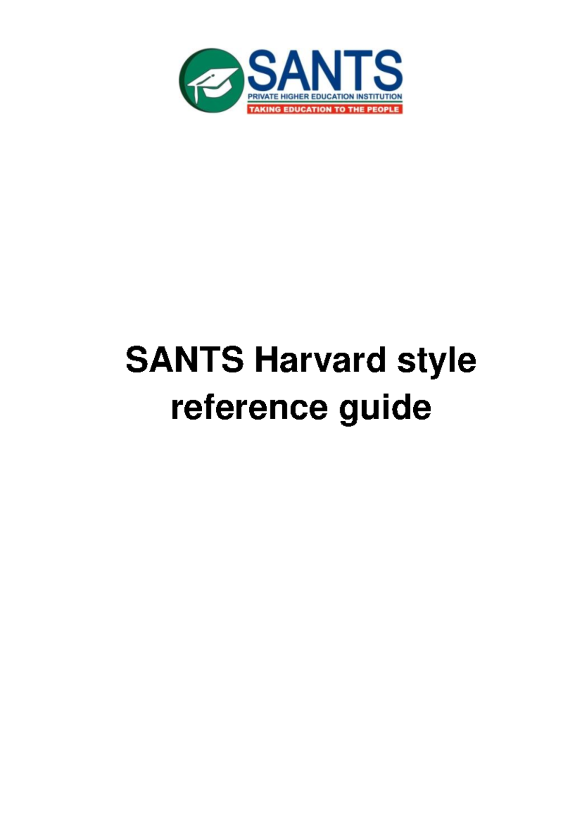 SANTS Harvard Style Reference Guide for Academic Writing - Studocu