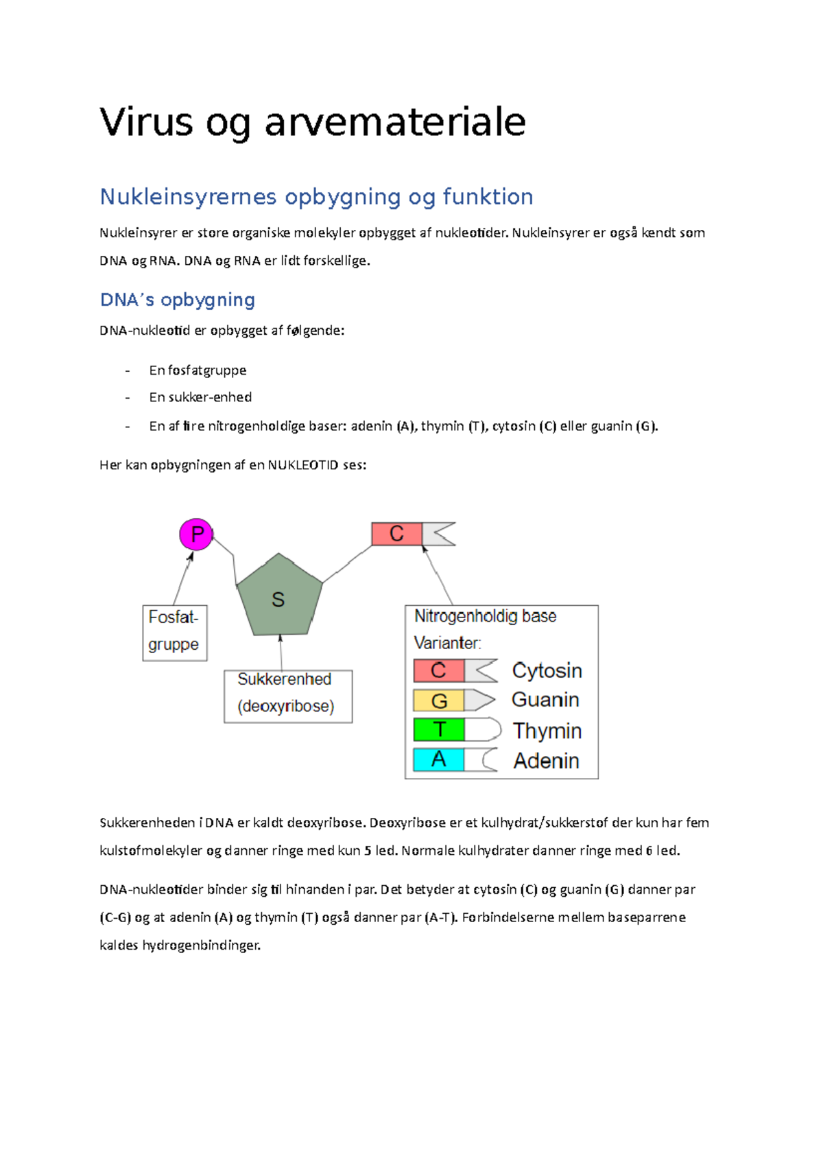 Virus og Arvemateriale: Struktur, Funktion og Mutationer - Studocu