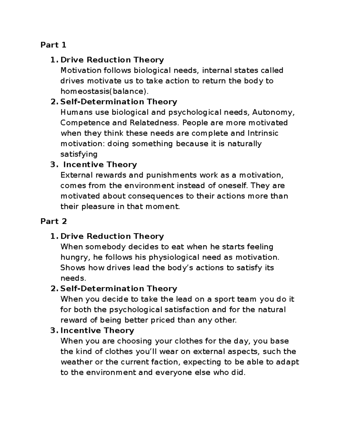 Motivation Theories: Drive Reduction, Incentive & Needs Analysis - Studocu