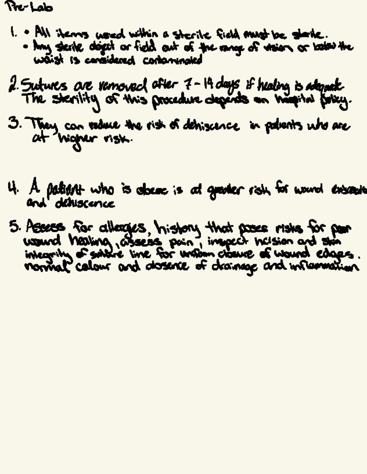Pre-Lab Questions 9 - Pre-Lab 1. All items used within a sterile field ...