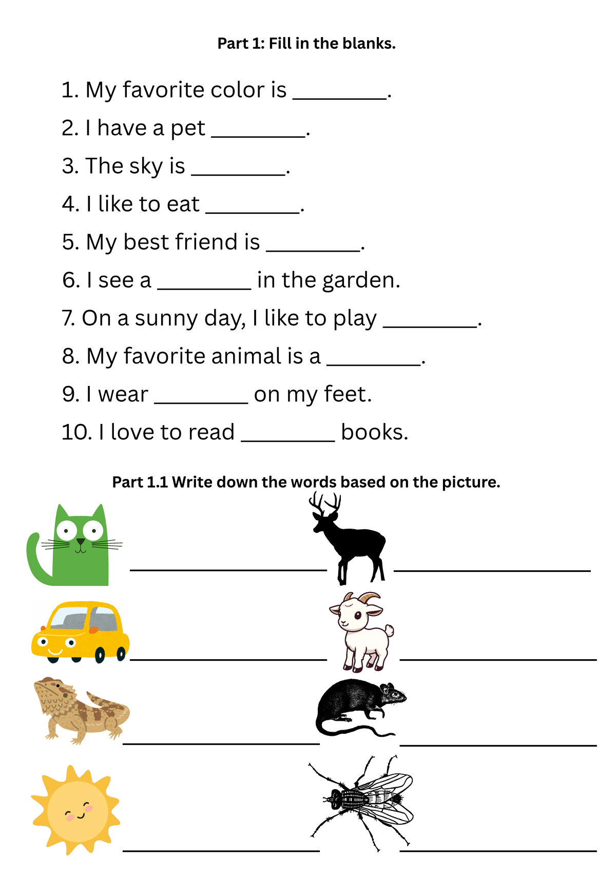 Starters: Fill in the Blanks Exercise for Kids - Studocu