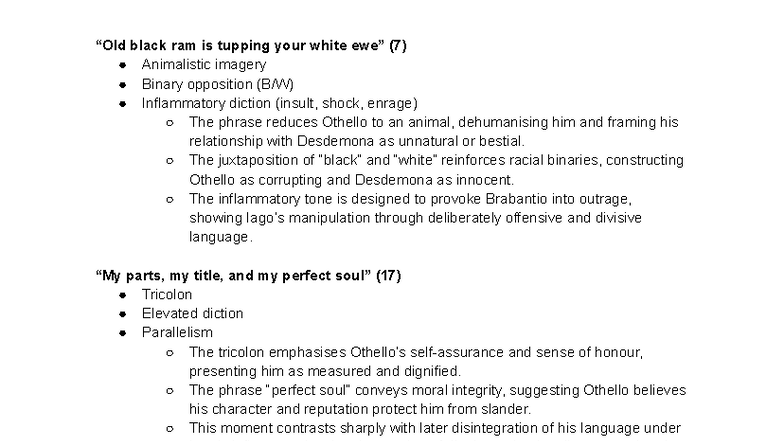 11 - Quotes for Othello - “Old black ram is tupping your white ewe” (7 ...