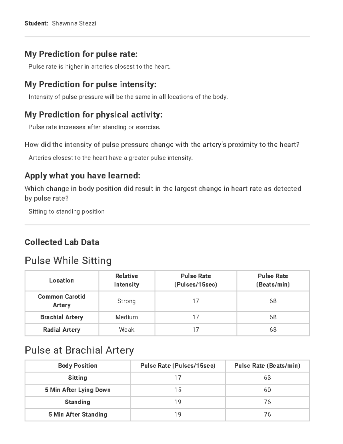 Pulse Rate Lab Analysis - MC 101 Virtual Lab Observations - Studocu