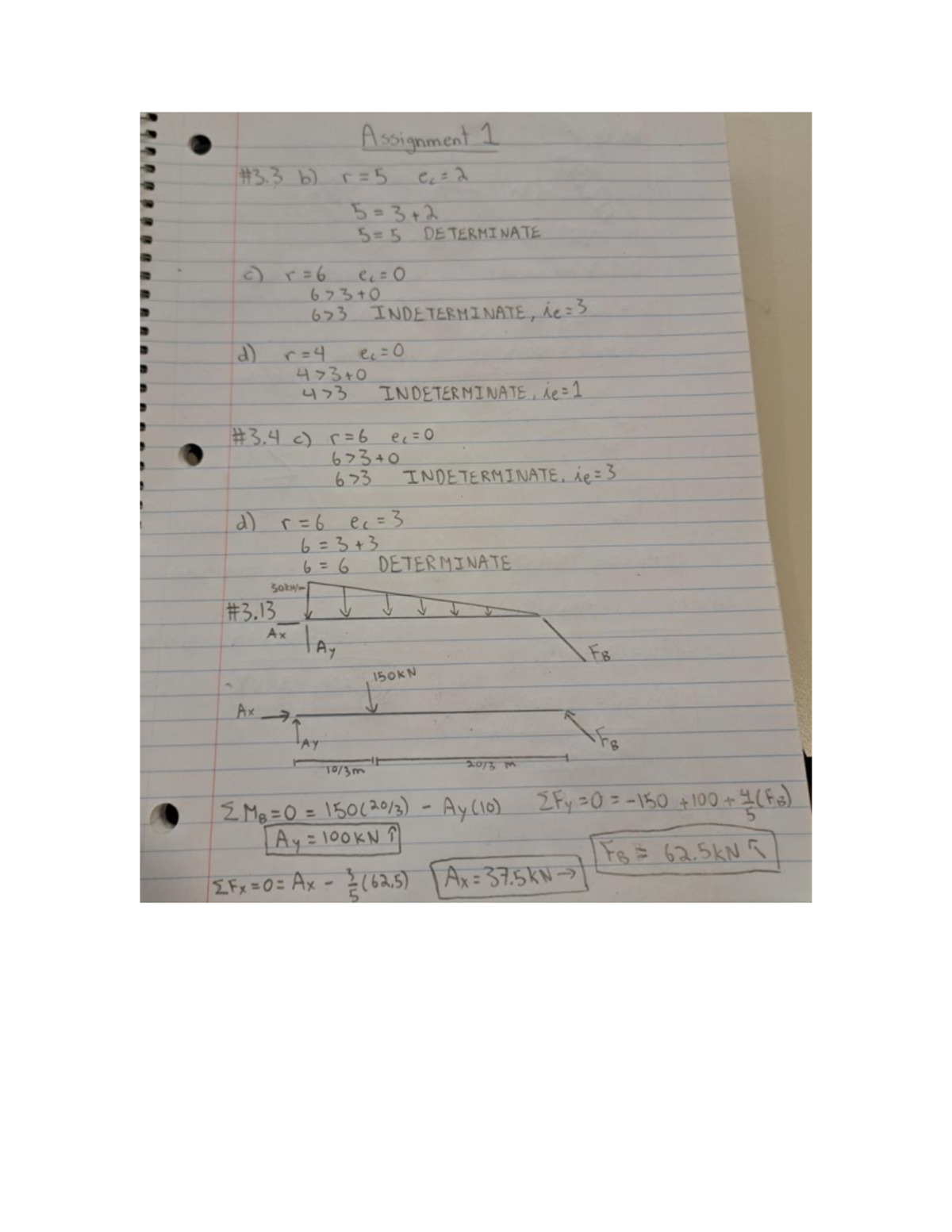 BCEE342 Assignment 1 - Assignment 1 #3 b) r=5 e,=2 5=3+2 5=5 ...