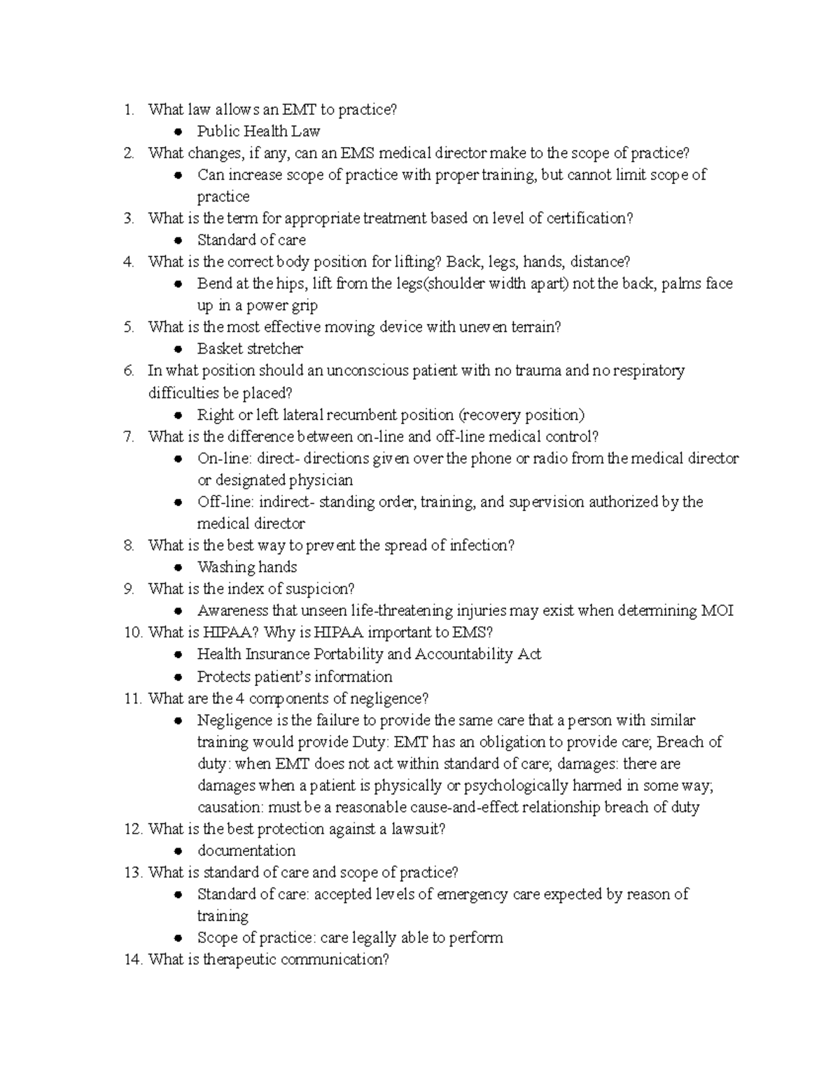 EMT Midterm Exam Study Guide: Key Topics and Concepts - Studocu