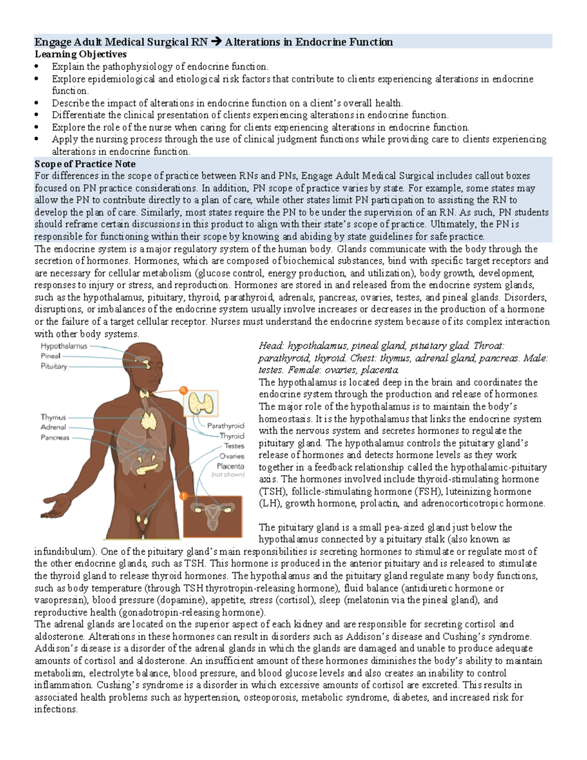 Engage Adult Medical Surgical RN: Alterations in Endocrine Function ...