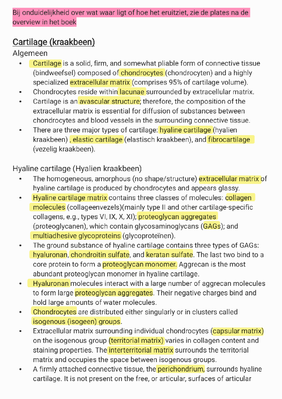 Histologie van Kraakbeen en Bot: Essentiële Samenvatting - Studeersnel