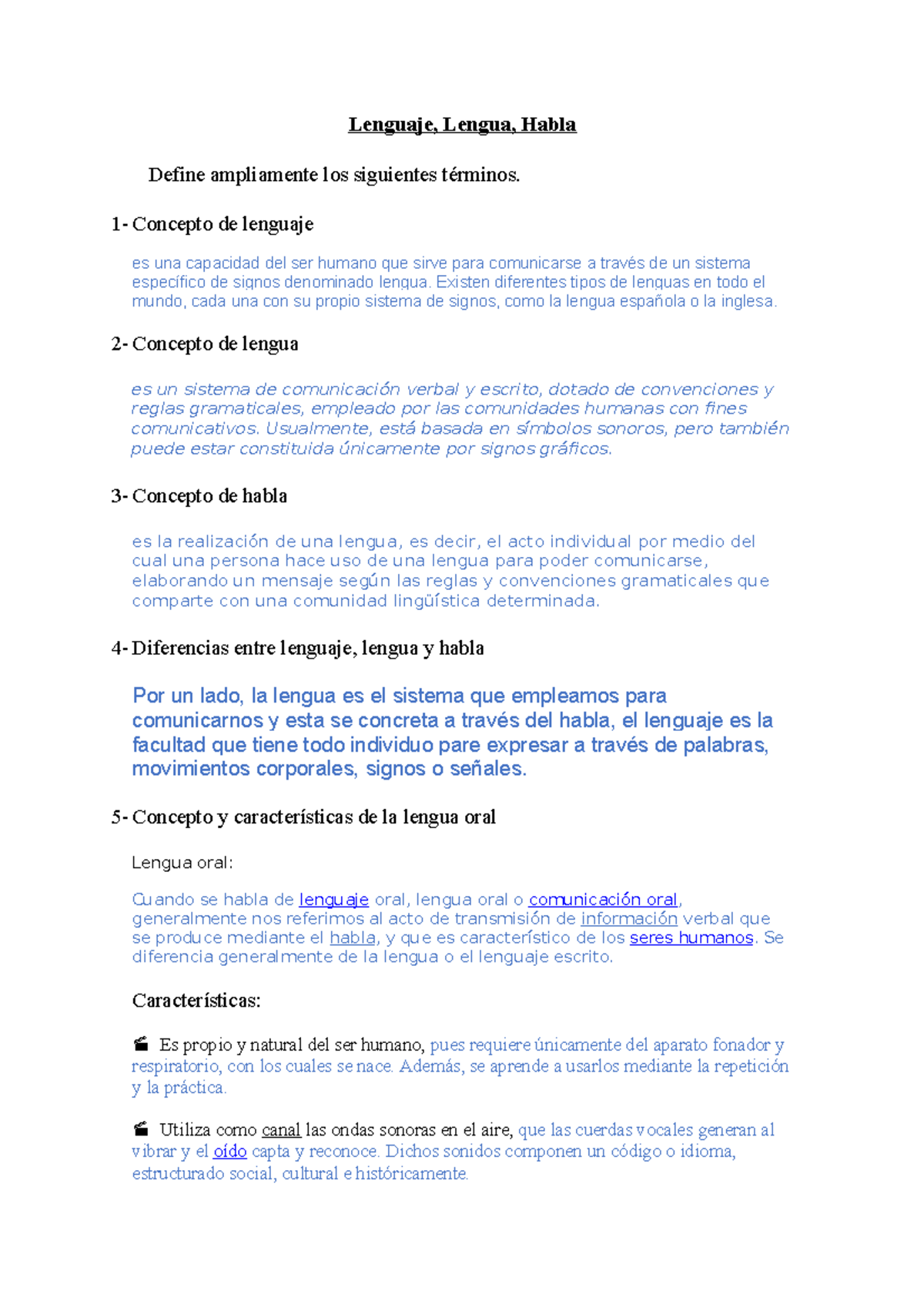 Conceptos de Lenguaje, Lengua y Habla - Guía de Estudio (LENG 101 ...