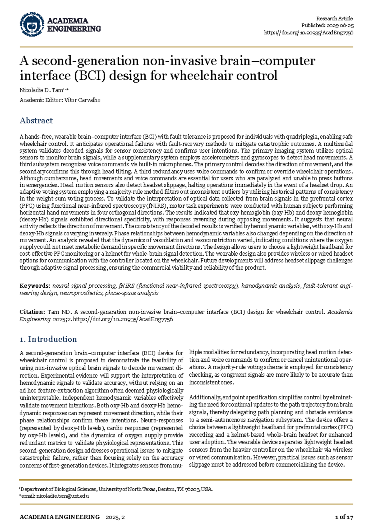 2nd Gen BCI Device for Wheelchair Control: Design & Validation - Studocu