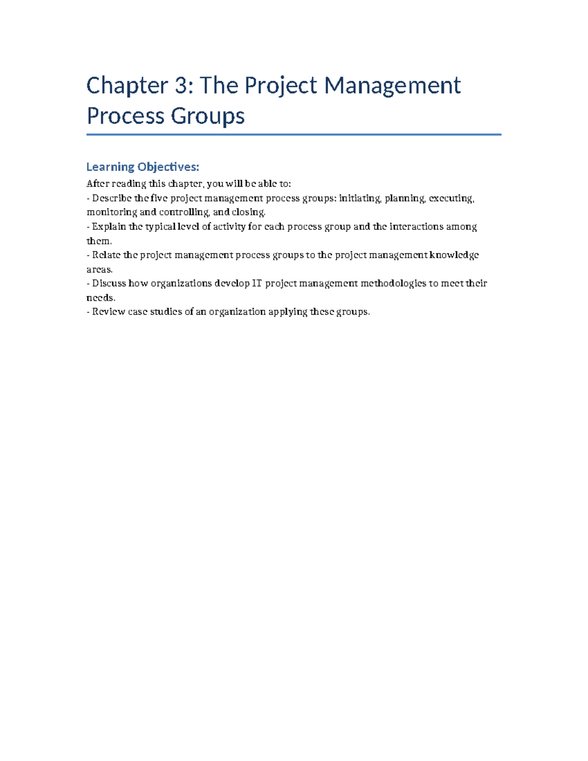 Project Management Chapter 3 - Chapter 3: The Project Management ...