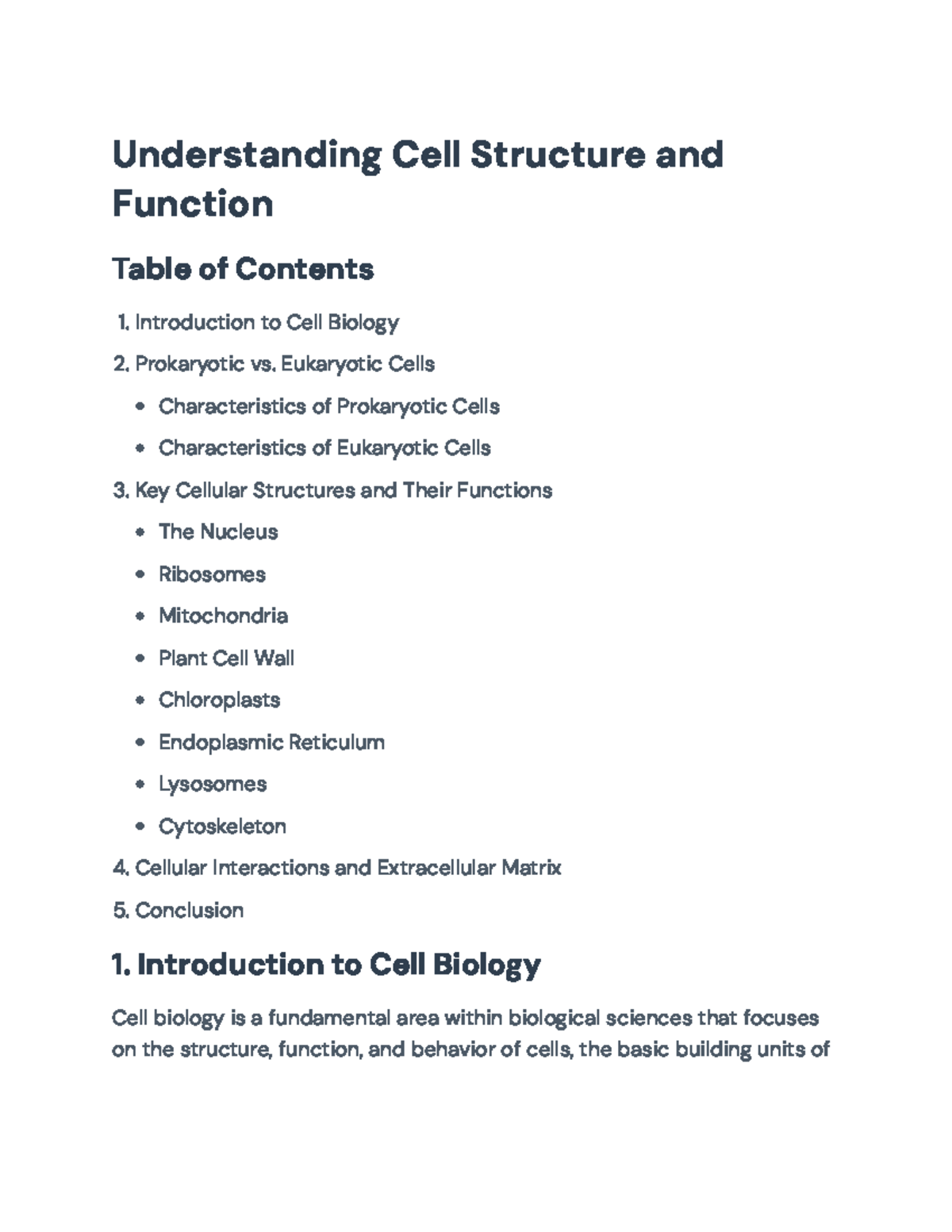 Cell Biology Overview: Structure & Function of Cells (Bio101 ...