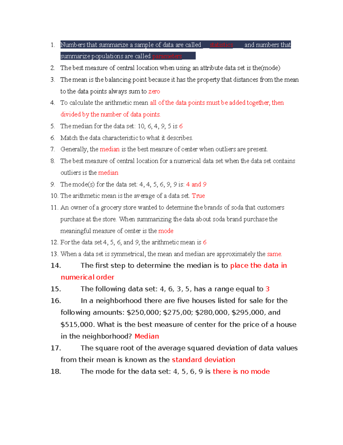 3-2 Study Cards - 3-2 Work book - Numbers that summarize a sample of data are called statistics ...