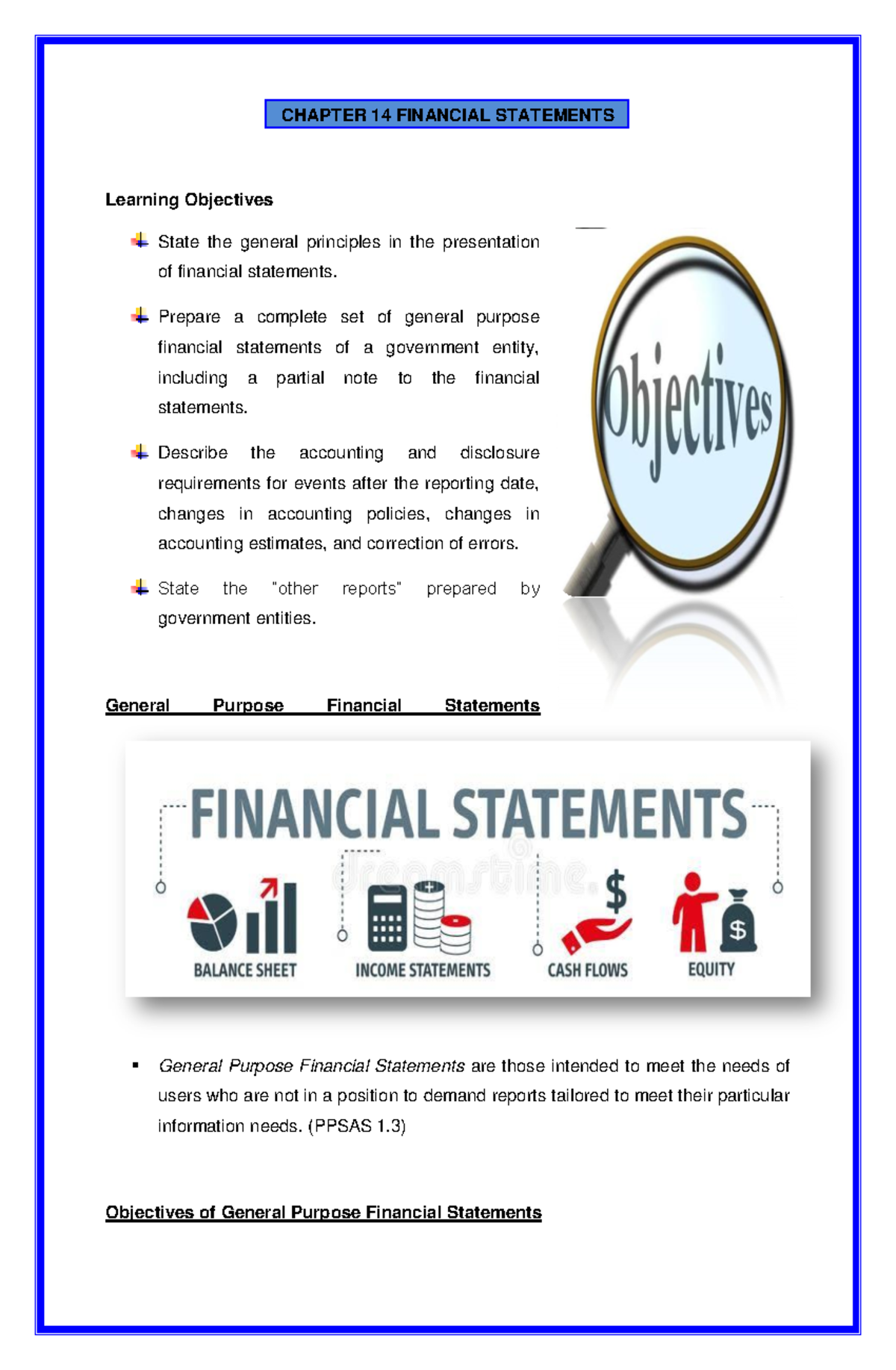 Chapter 14 Financial Statements - CHAPTER 14 FINANCIAL STATEMENTS ...