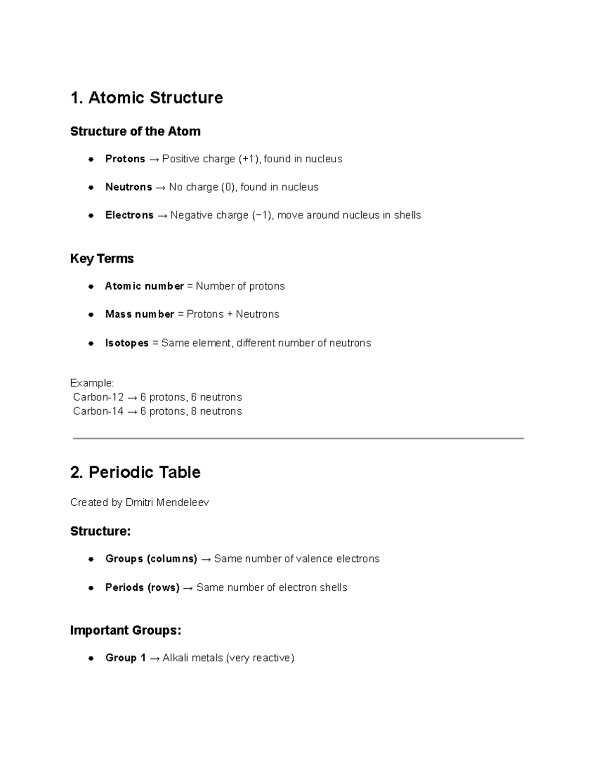 Chemistry Notes (Core Foundations) - Atomic Structure & Bonding - Studocu