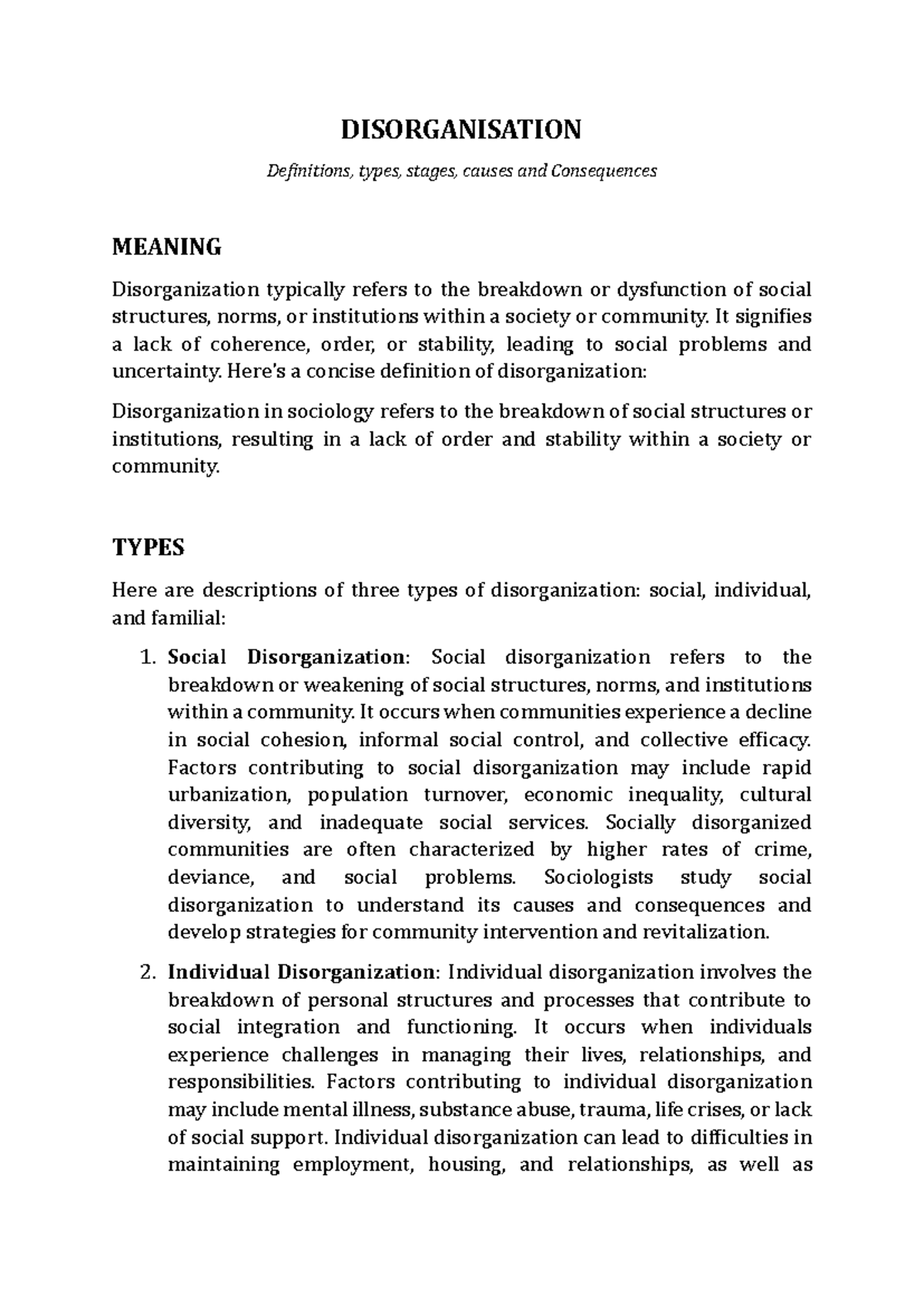 Understanding Disorganisation: Definitions & Types - SOC 101 Analysis ...