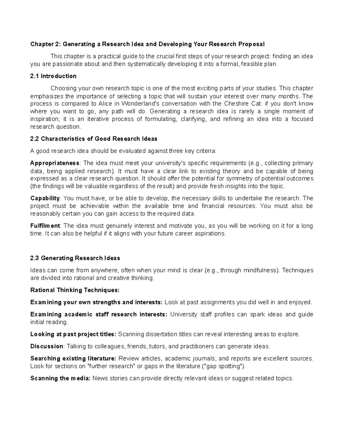 Chapter 2: Generating Research Ideas & Proposals in Research Methods ...