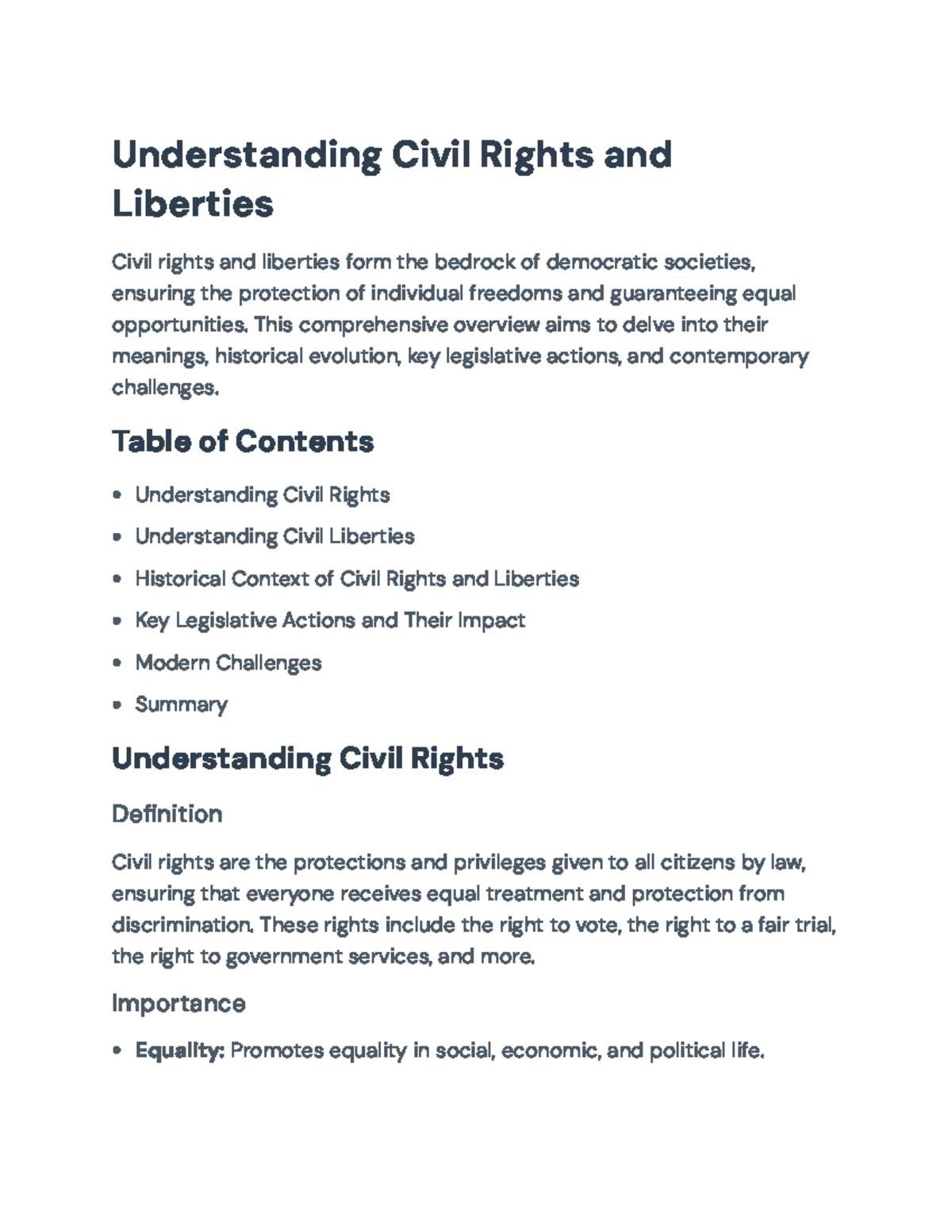 Civil Rights and Liberties Overview: History, Legislation, and ...