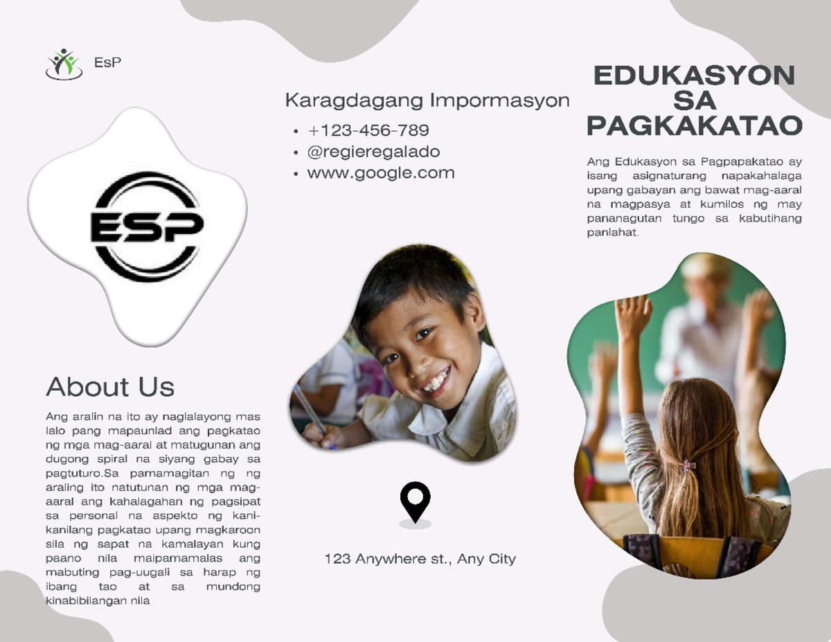 EsP 2024: Brochure sa Edukasyon sa Pagpapakatao at Impormasyon - Studocu