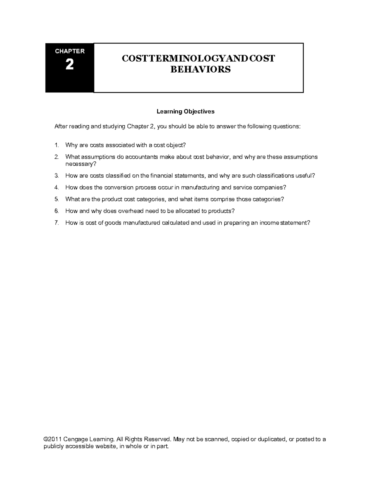 Chapter 2: Understanding Cost Terminology & Behaviors in Accounting ...