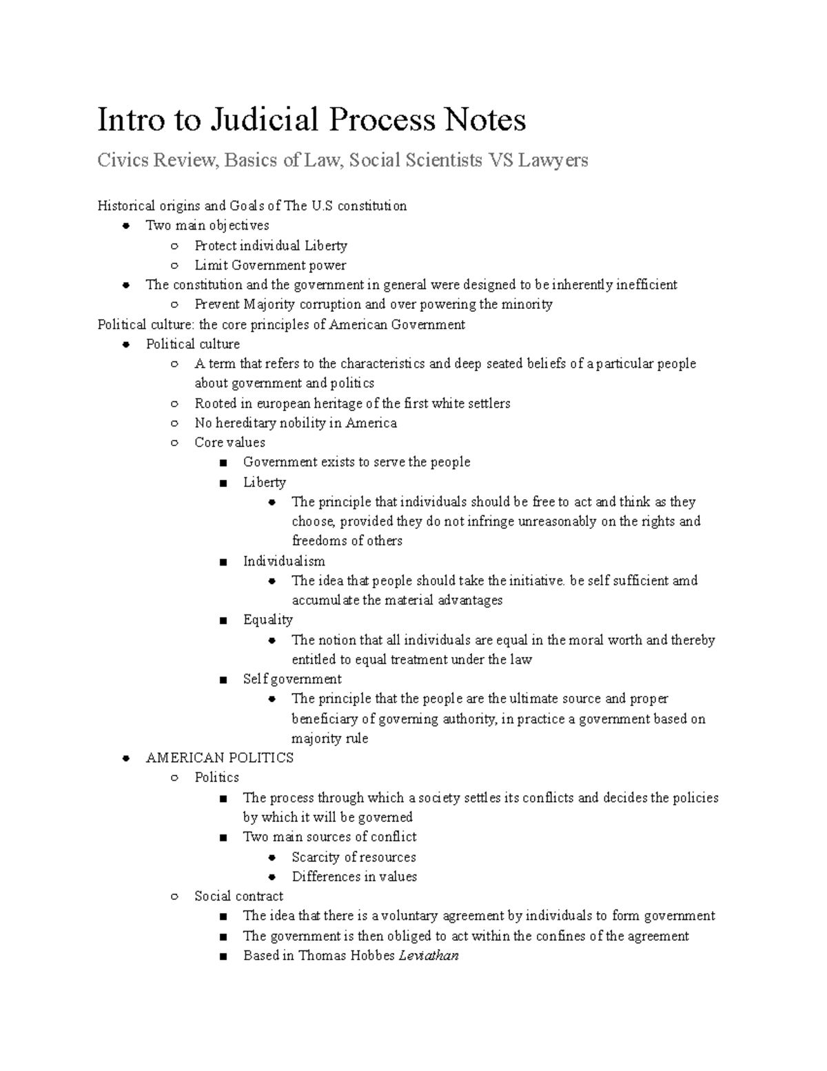 Intro to Judicial Process Notes: Civics & Law Overview - Studocu