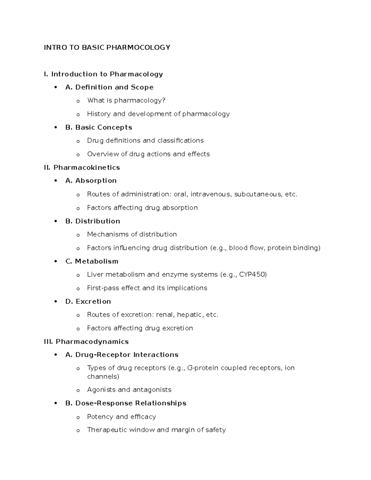 Introduction to Basic Pharmacology - Course Code PHARM 101 - Studocu