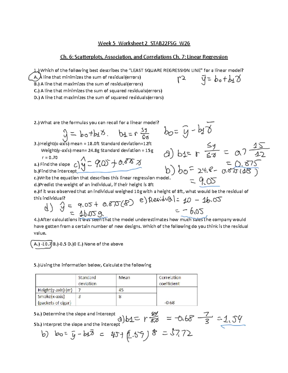 Week 5 Worksheet 2: STAB22FSG W26 - Scatterplots & Linear Regression ...