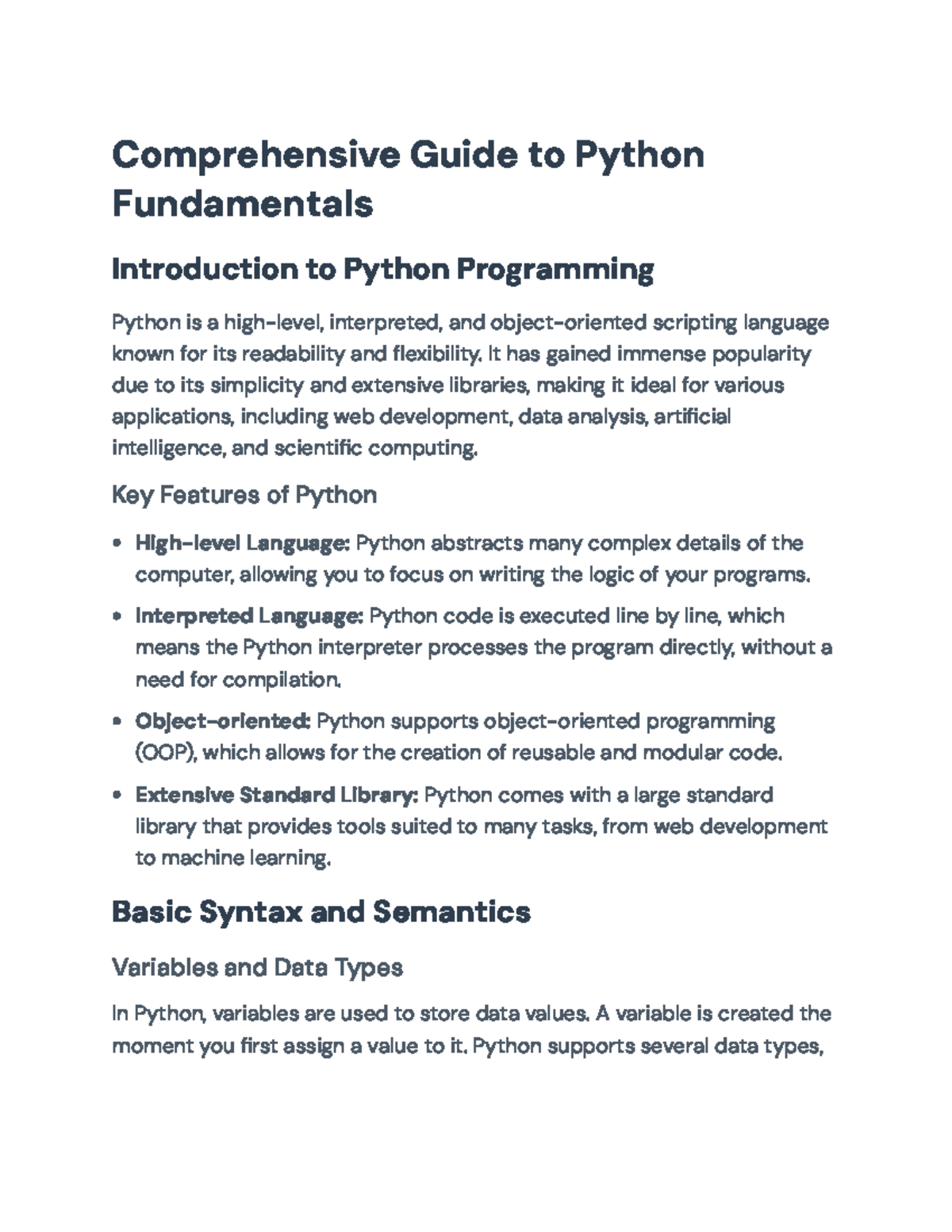 Python Programming Basics: A Comprehensive Guide for Developers - Comprehensive Guide to Python ...