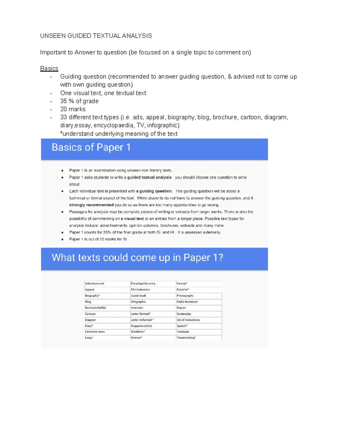 IB SL English Language and Literature Year 12: Unseen Textual Analysis ...