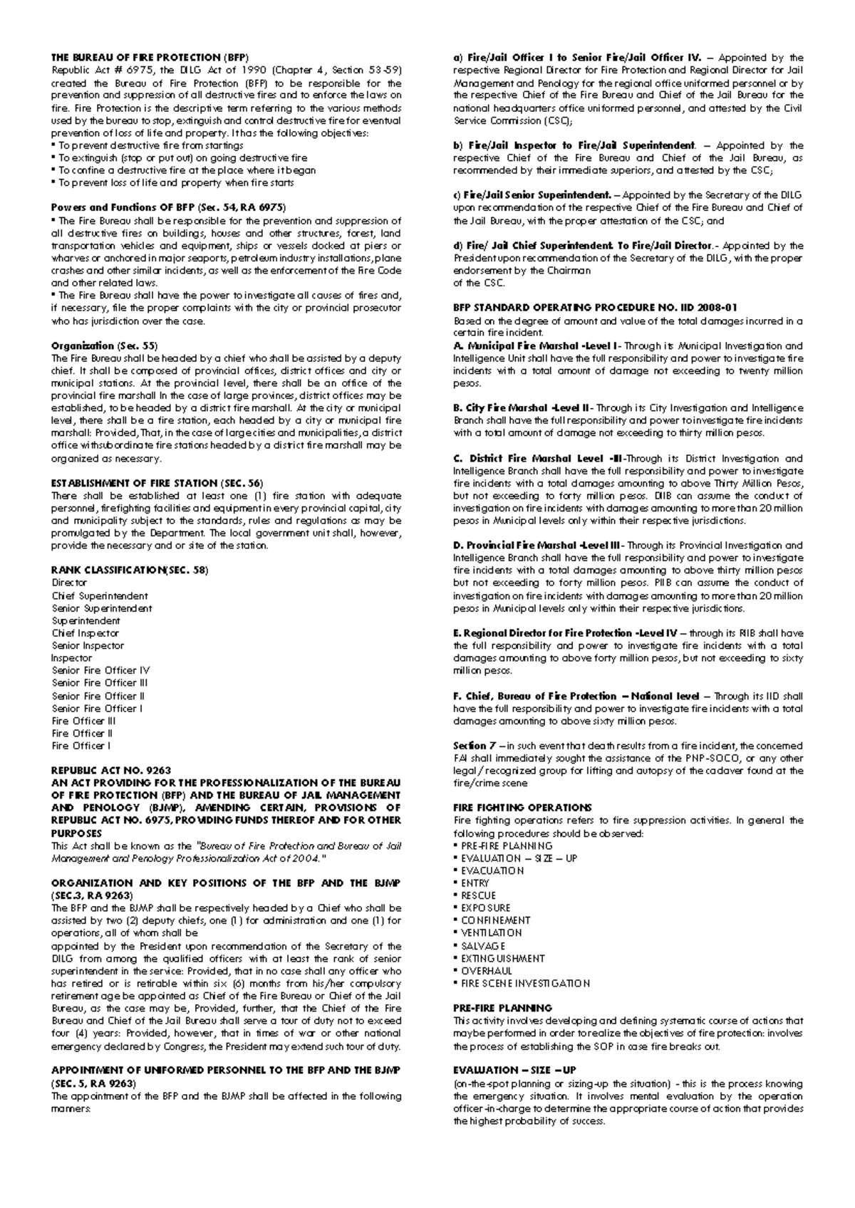 BFP 1: Overview of the Bureau of Fire Protection and Its Functions ...