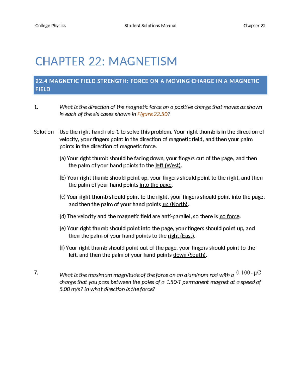 AP College Physics Solutions Manual: Chapter 22 - Magnetism - Studocu