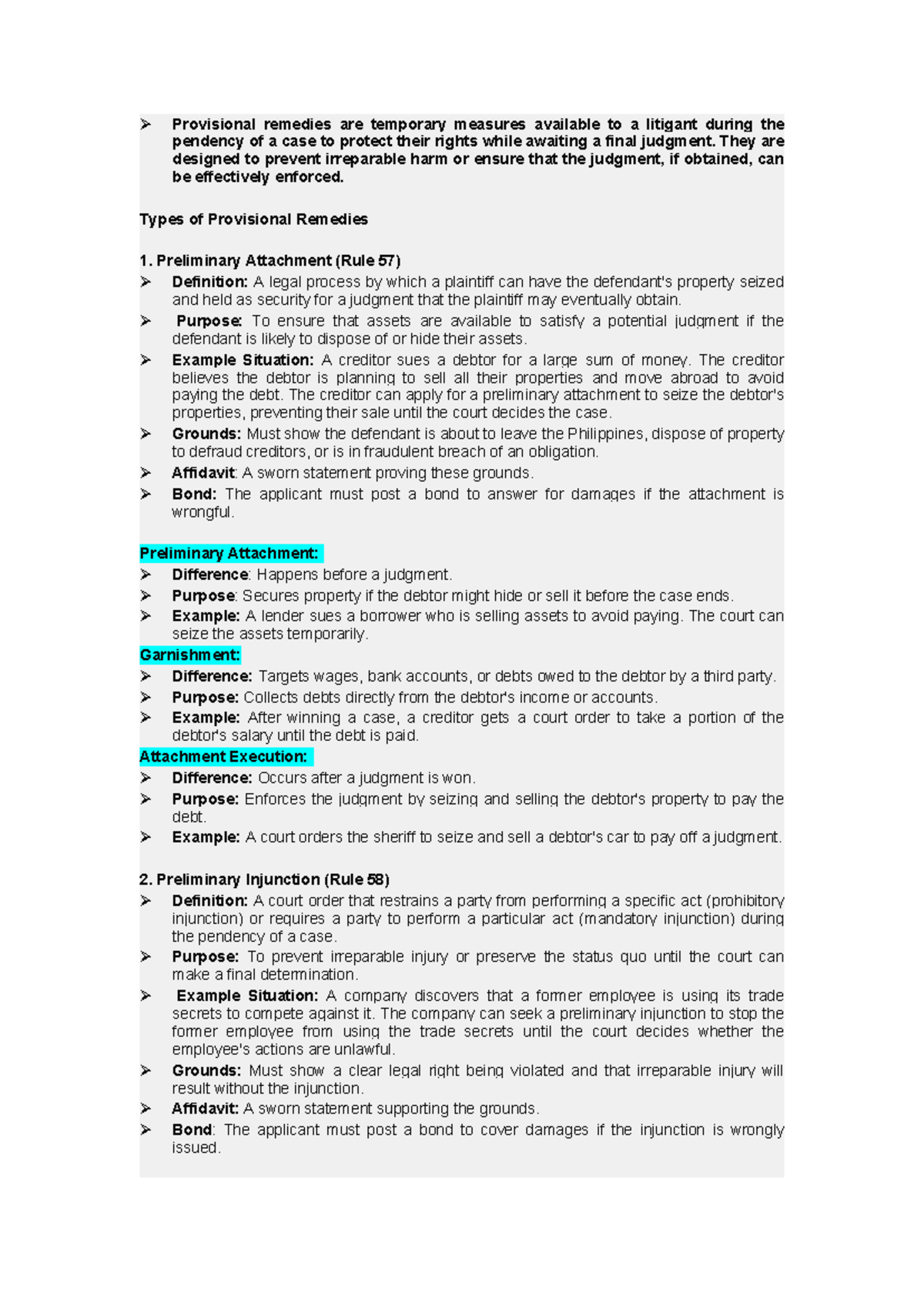 Provisional Remedies in Civil Procedure: Key Types & Rules - Studocu