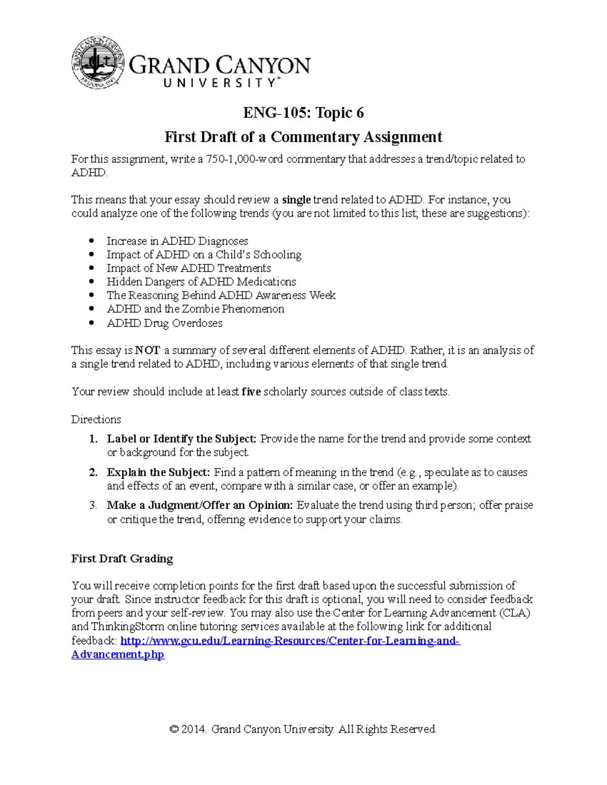 ENG105 First Draft Commentary Assignment Online Version - ENG-105 ...