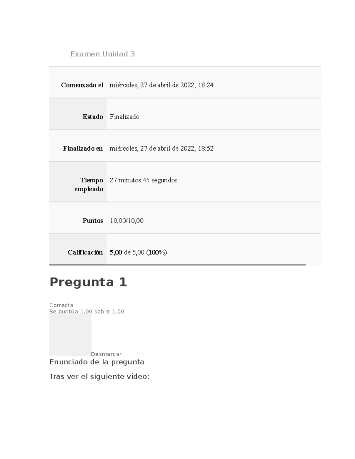 Repaso Examen Unidad 3: Evaluación Final y Respuestas Clave - Studocu