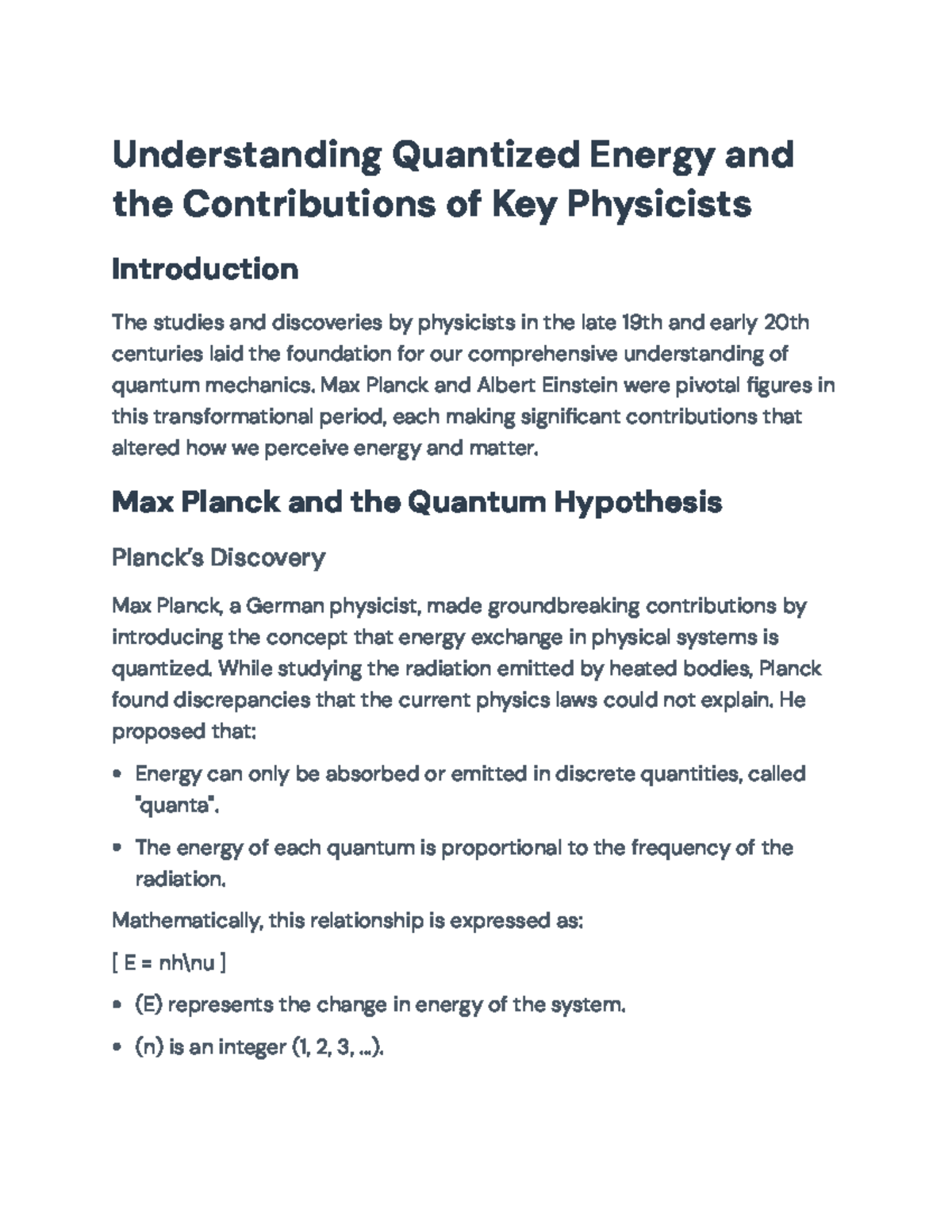Understanding Quantized Energy: Contributions of Planck & Einstein ...