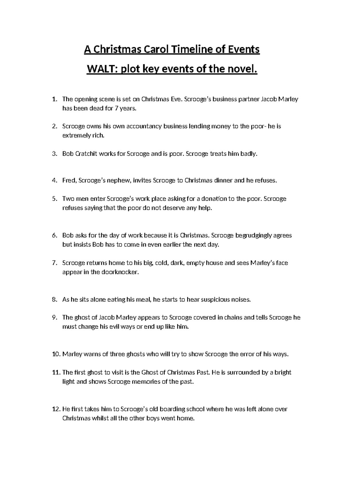 A Christmas Carol (ENG101) Timeline of Key Events - Studocu