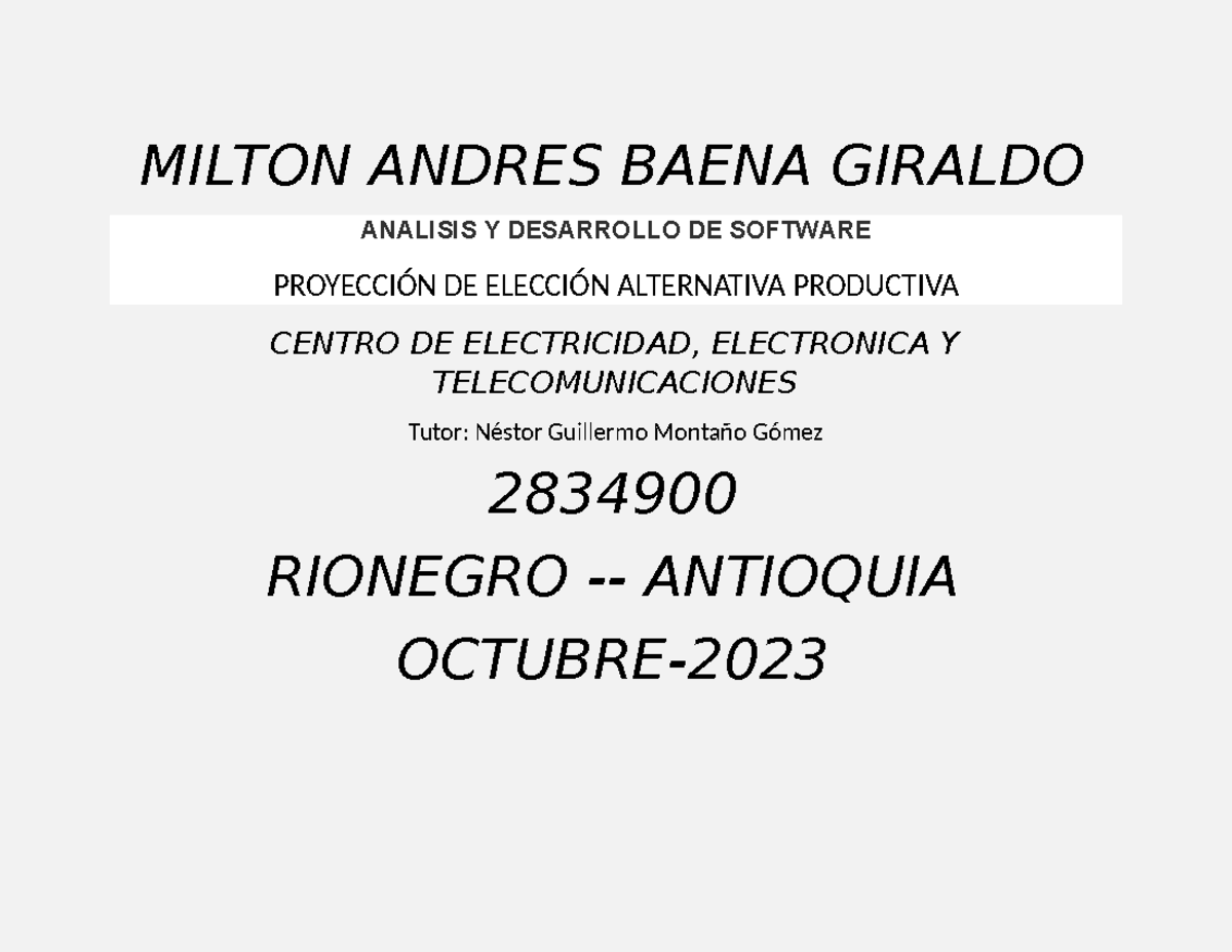Proyeccion de eleccion etapa productiva Milton Andres Baena Giraldo ...
