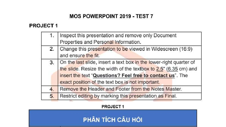MOS POWERPOINT 2019 - TEST 7 PROJECT 1 INSTRUCTIONS - Studocu