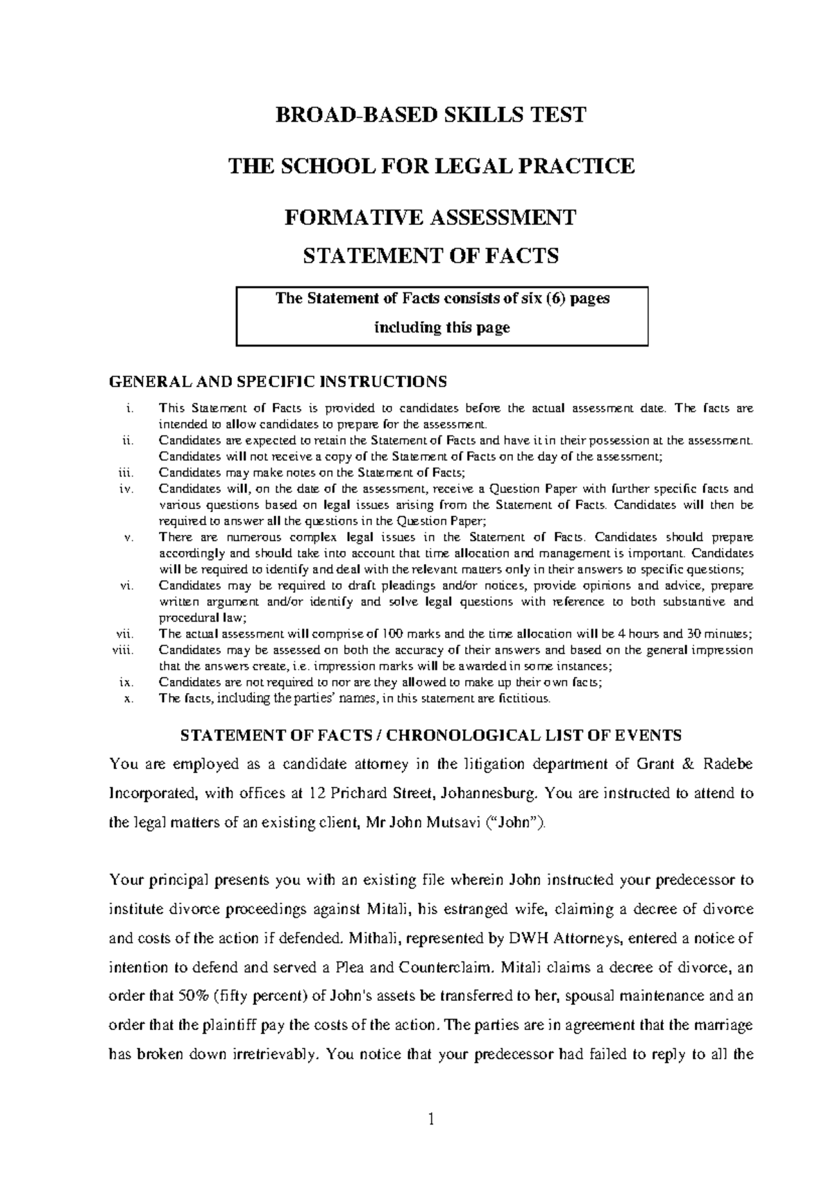 BBST Formative Assessment: Statement of Facts Overview - Studocu
