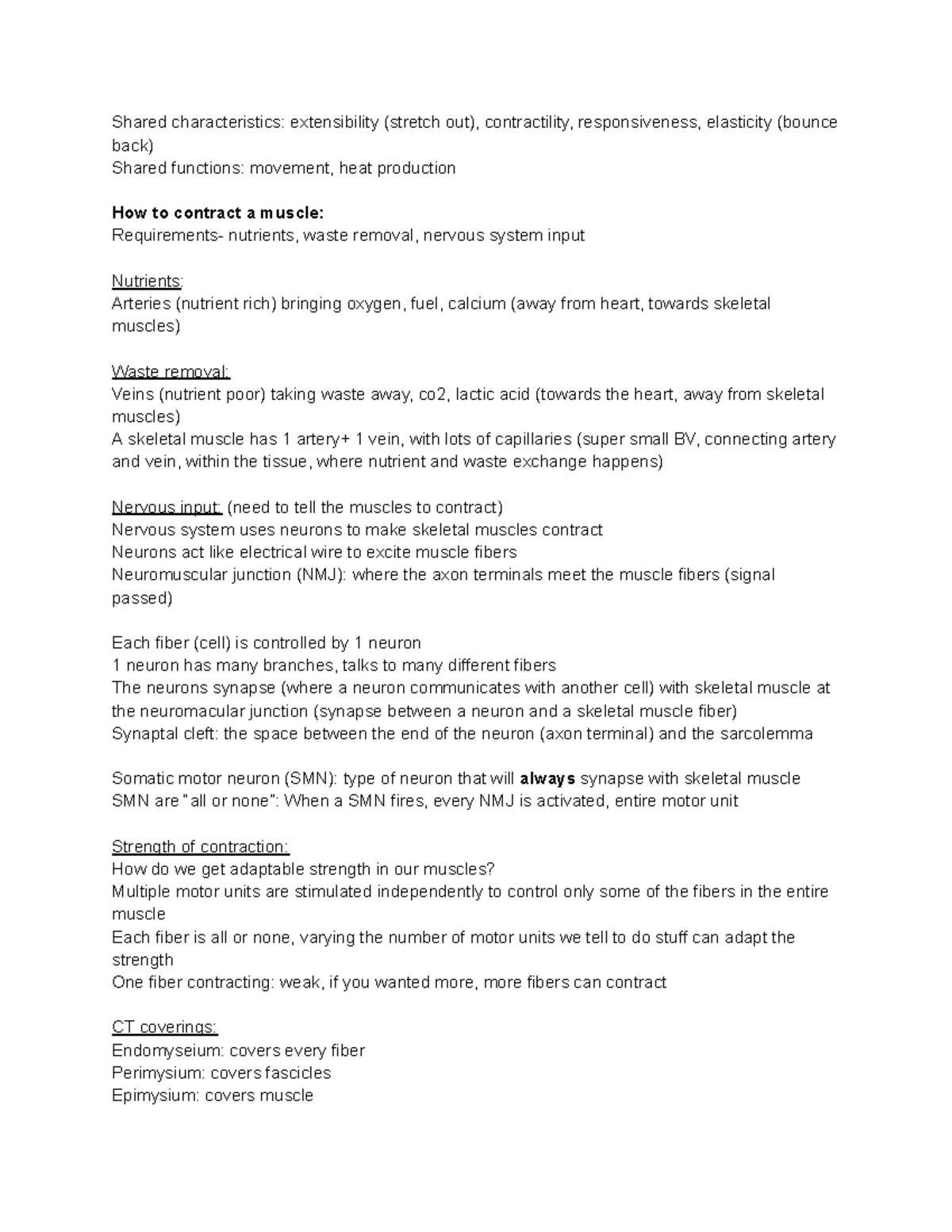 A&P Muscle Contraction Mechanisms and Electrophysiology Notes - Studocu