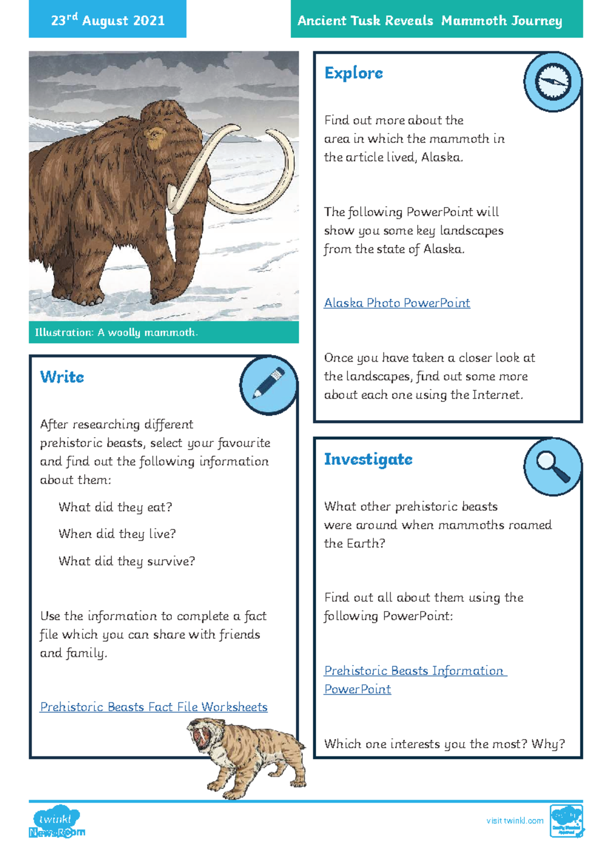 Extension Tasks - 'Mammoth' Journey: Exploring Prehistoric Beasts - Studocu