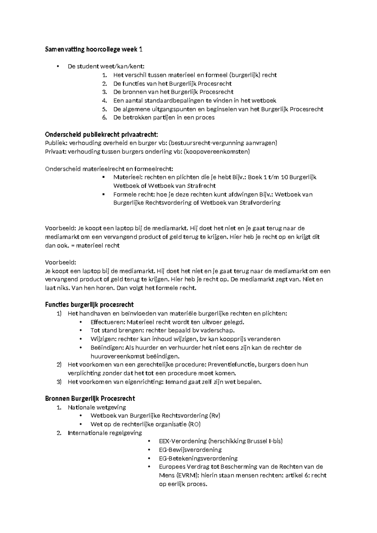 Samenvatting Hoorcollege Week 1: Materieel vs. Formeel Recht - Studeersnel