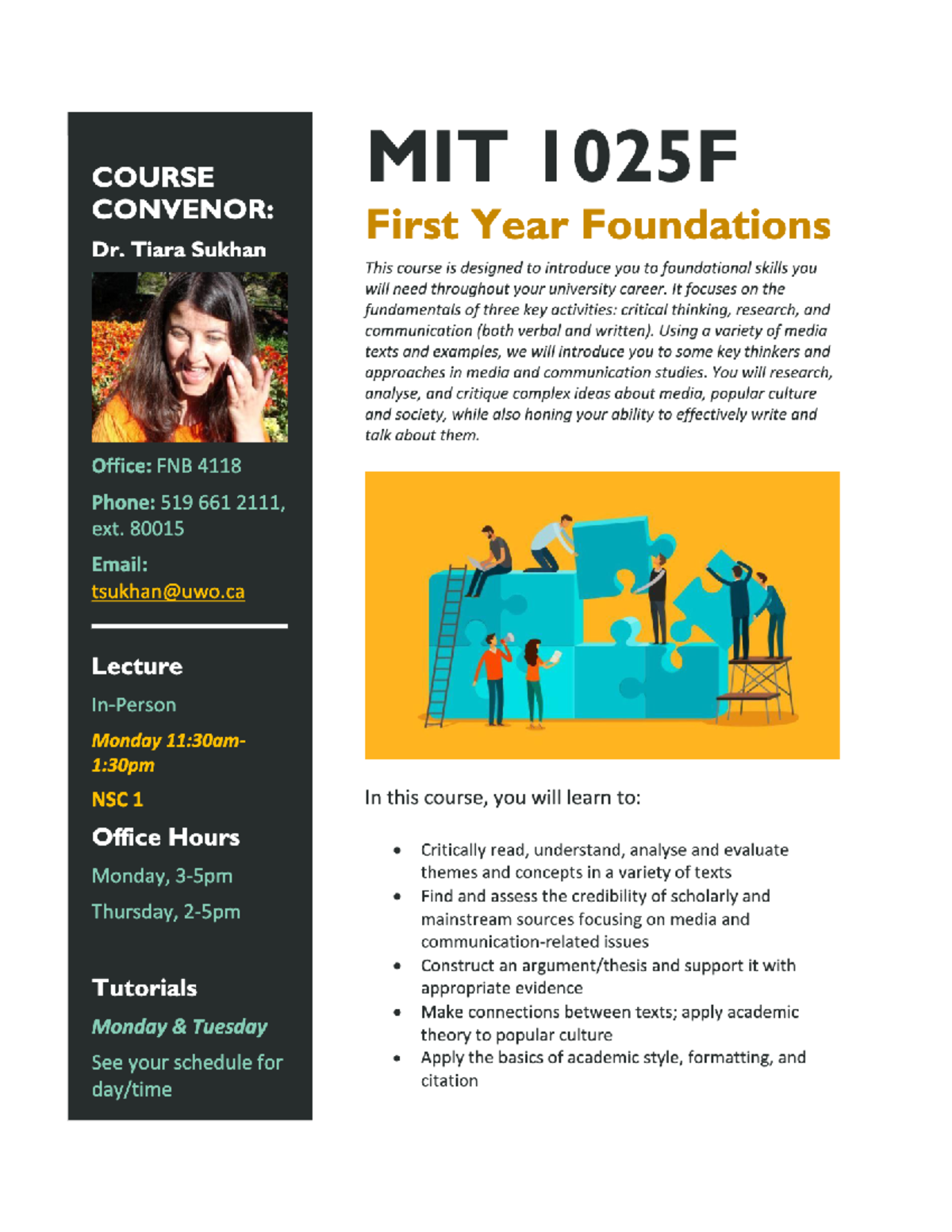 MIT1025 Syllabus - COURSE MIT 1025F CONVENOR: First Year Foundations Dr ...