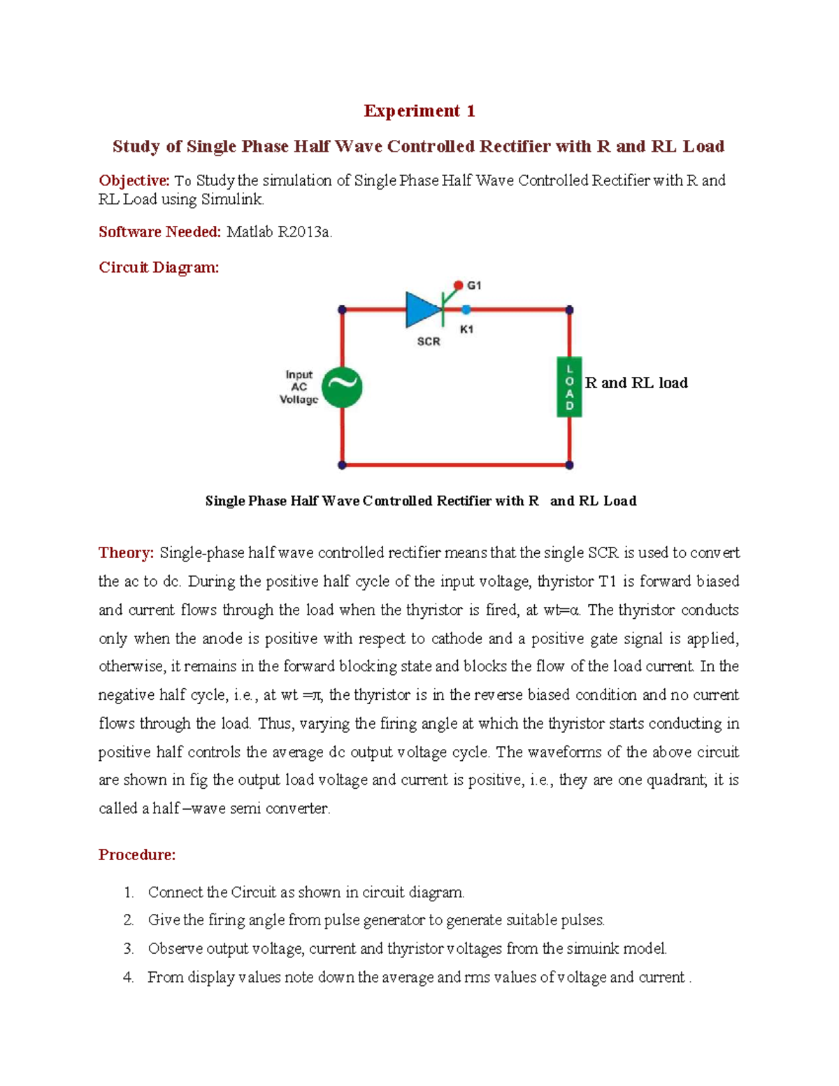 EEE 3001 Final Lab Report: Single Phase Half Wave Controlled Rectifier - Studocu
