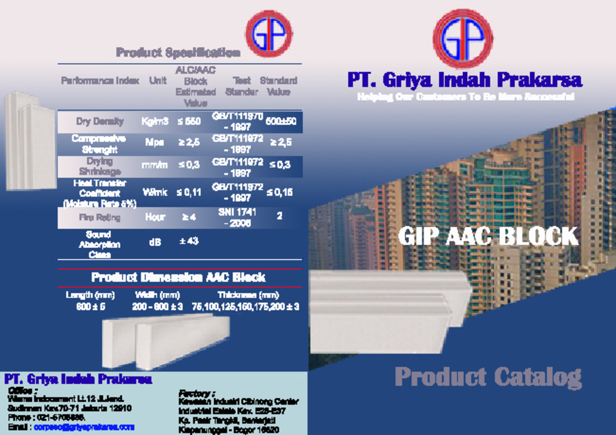 AAC Block GIP Product Specification and Performance Standards - Studocu