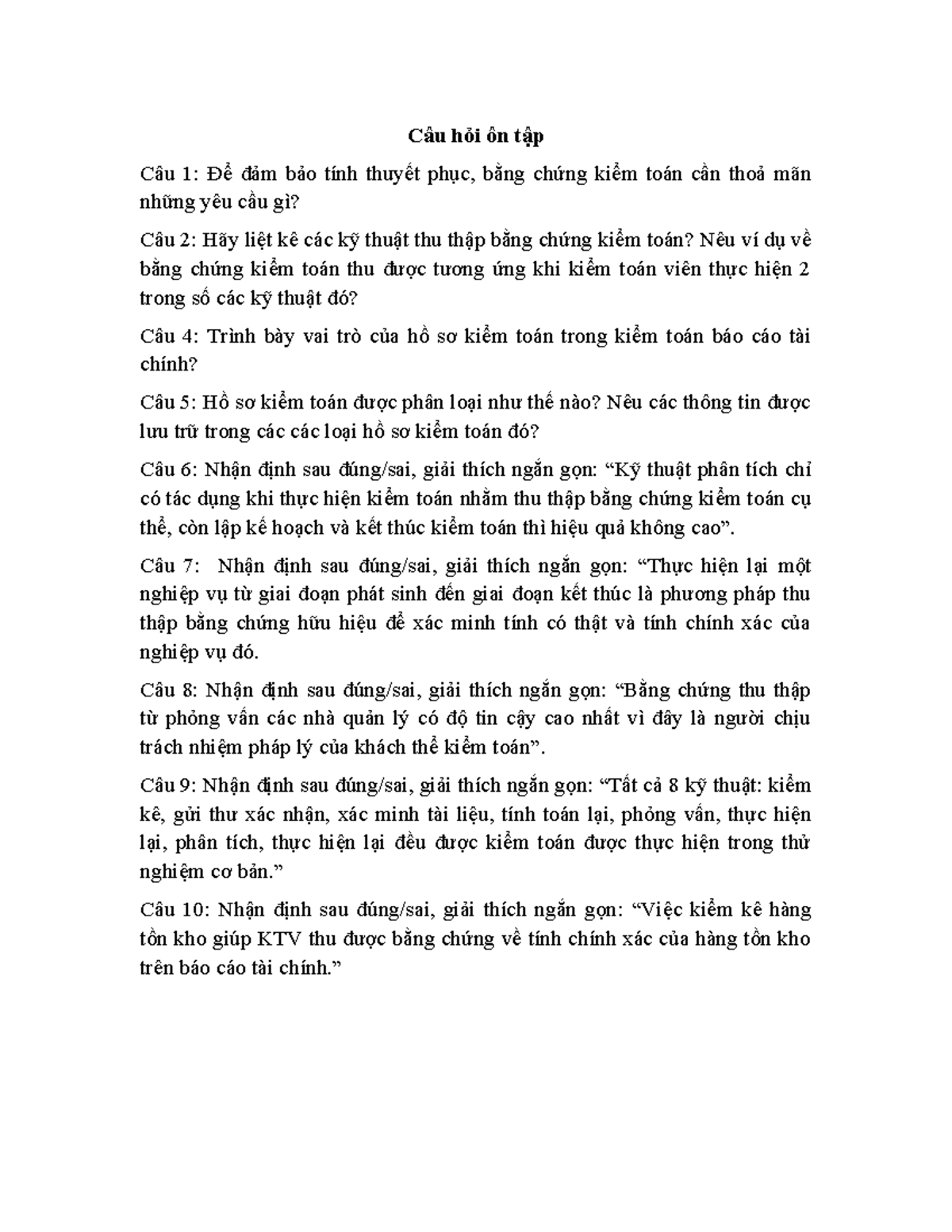 2025 BT KTCB Chương 7 - bài tập chương 7 - Câu hỏi ôn tập Câu 1: Để đảm bảo tính thuyết phục ...