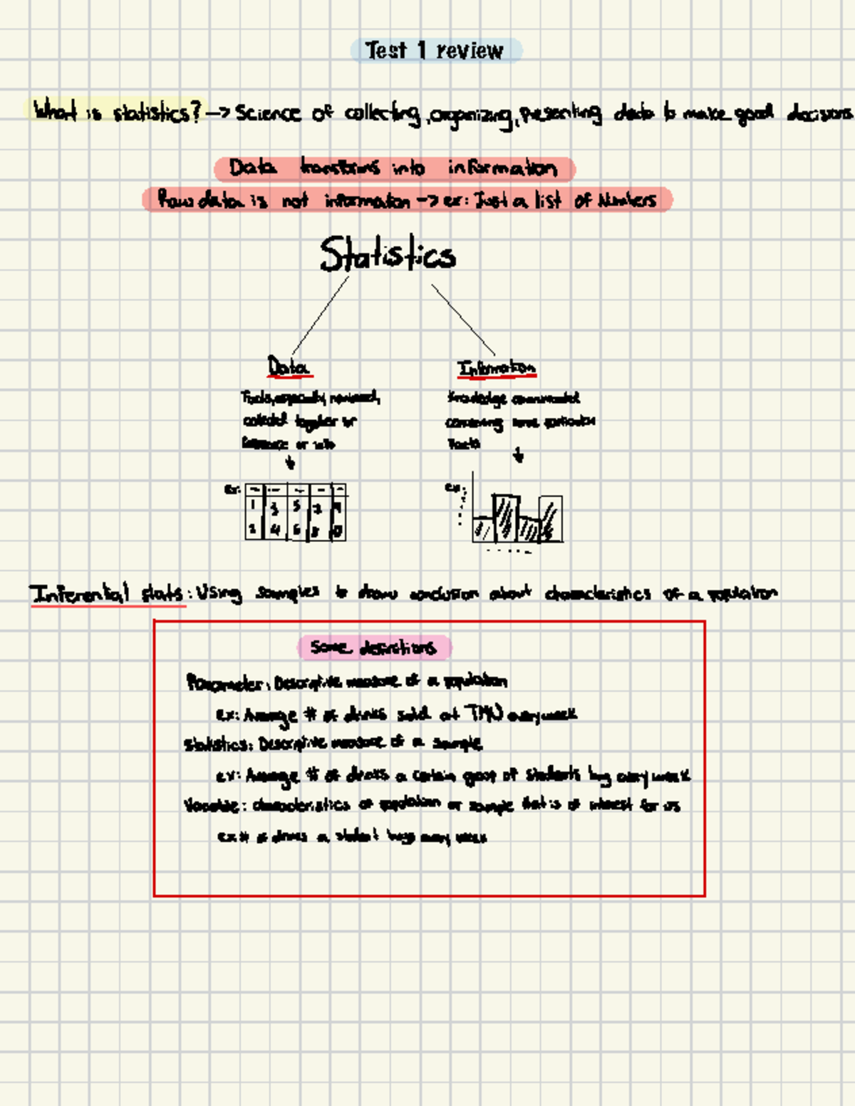 Test 1 Review - Test 1 review What is statistics ? -> Science of ...