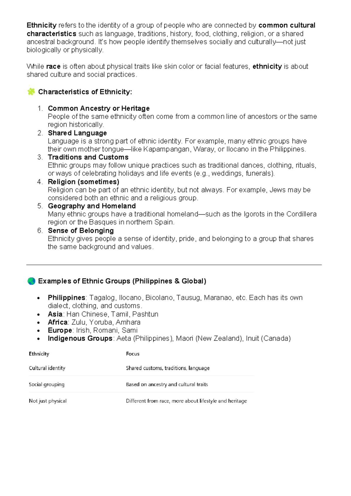 Ethnicity and Religion: Key Concepts and Characteristics - Studocu