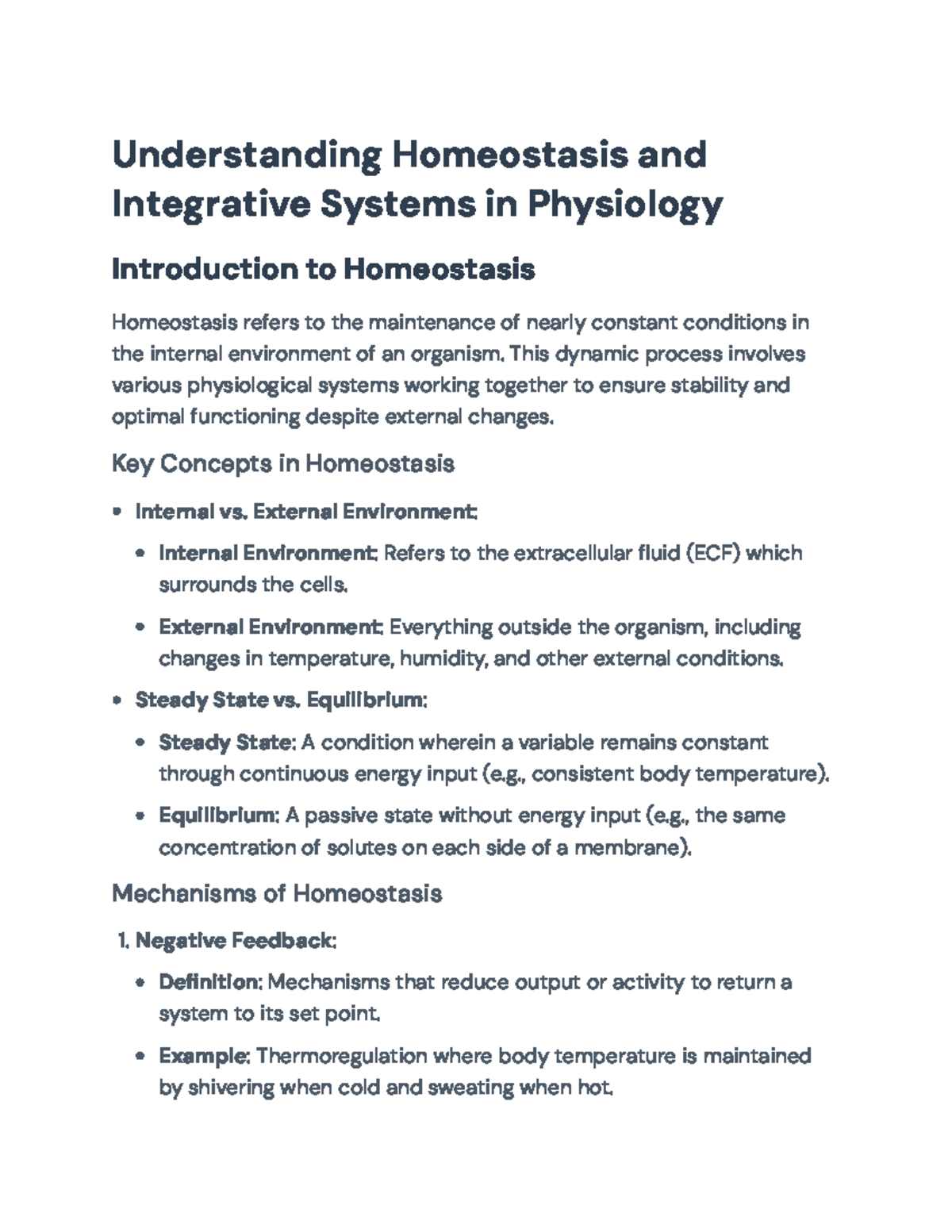 Understanding Homeostasis: Mechanisms and Clinical Relevance (BIO 101 ...