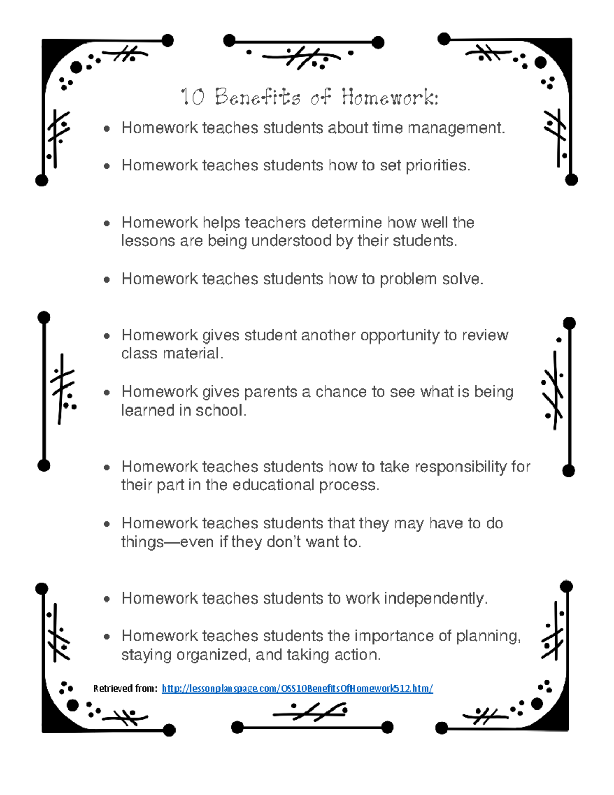 10 Benefits of Homework: Time Management & Learning Skills - Studocu